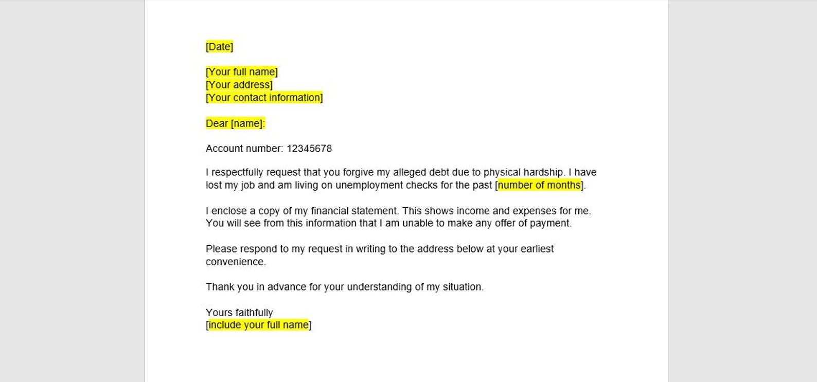 Debt Forgiveness Letter Template, Debt Forgiveness Letter, Debt ...