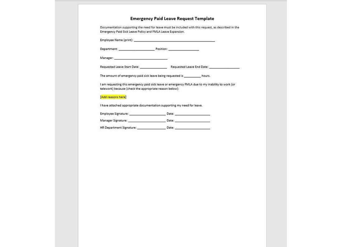 Editable Paid Leave Request Template, Paid Leave Request Template, Paid ...