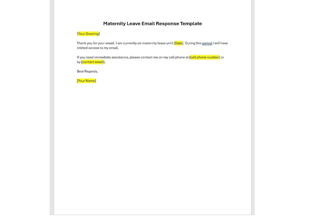 Maternity Leave Email Response Template, Maternity Leave Email Response ...