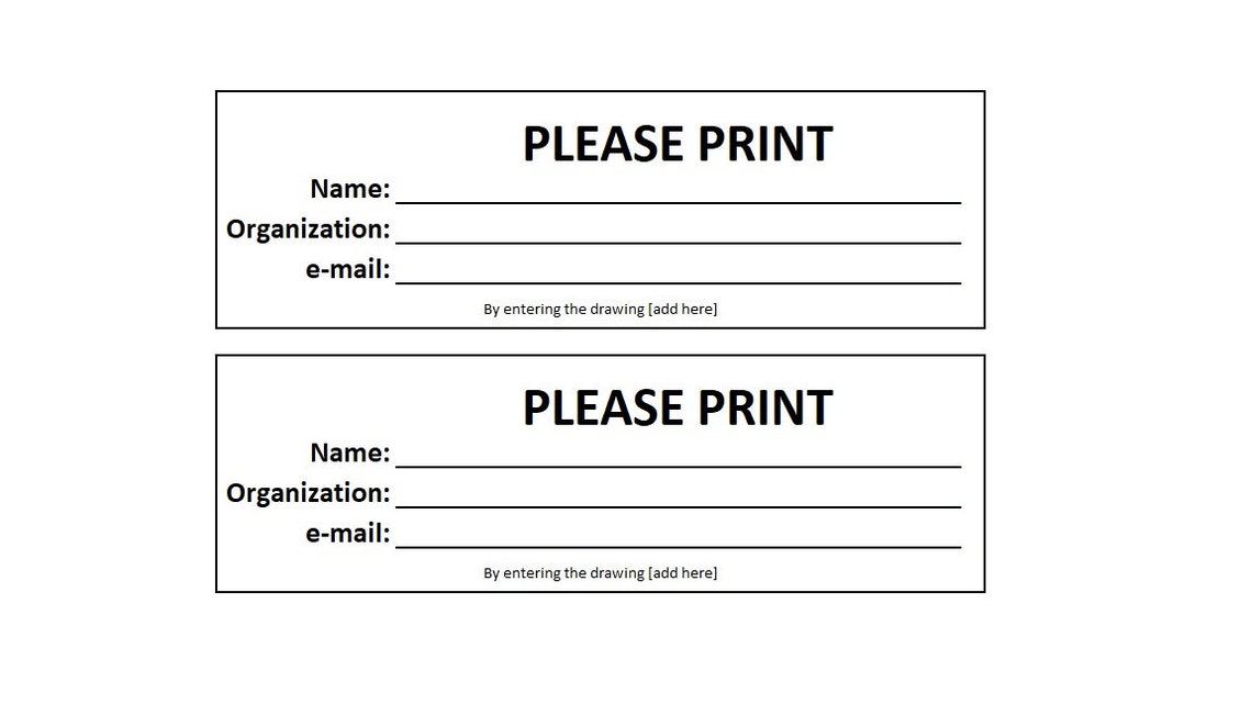 Editable Raffle Entry Form Ticket, Entry Form Printable Ticket ...