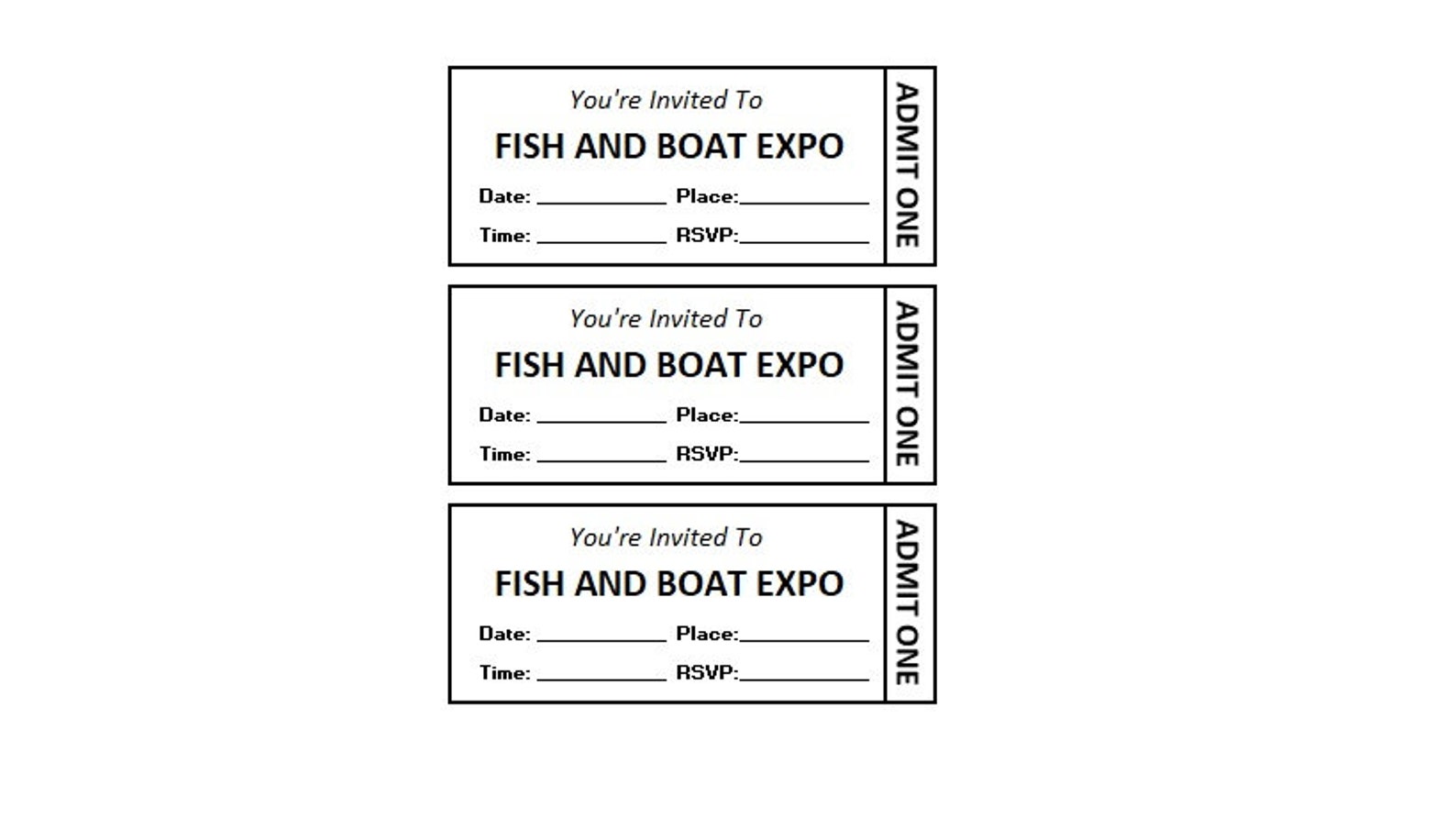 Editable Fishing and Boat Expo, Editable Event Ticket, Ticket ...