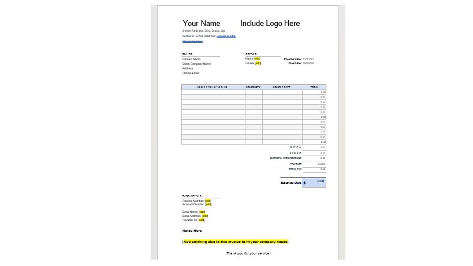 Editable Notary Services Invoice Template, Notary Services Invoice ...
