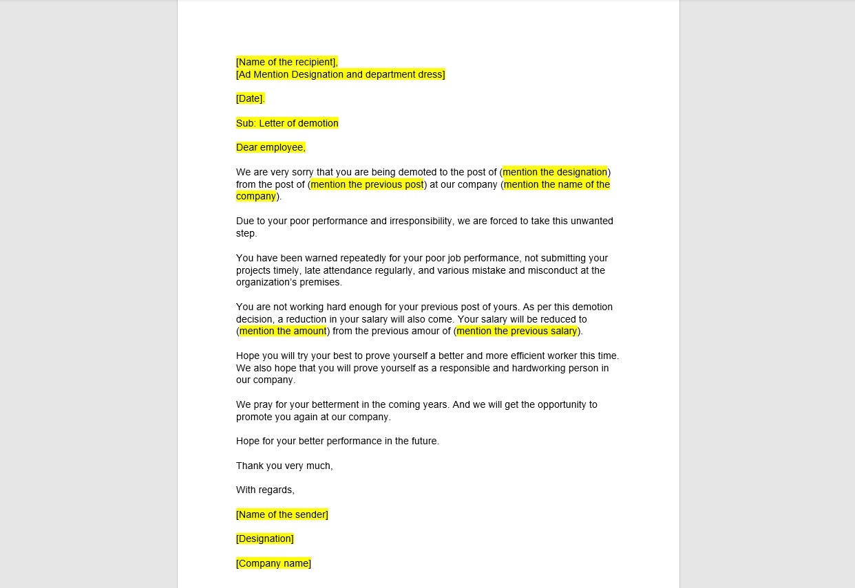 Letter Of Demotion Template Letter Of Demotion Demotion Etsy Canada Letter Of Demotion Template Letter Of Demotion Demotion Etsy Canada
