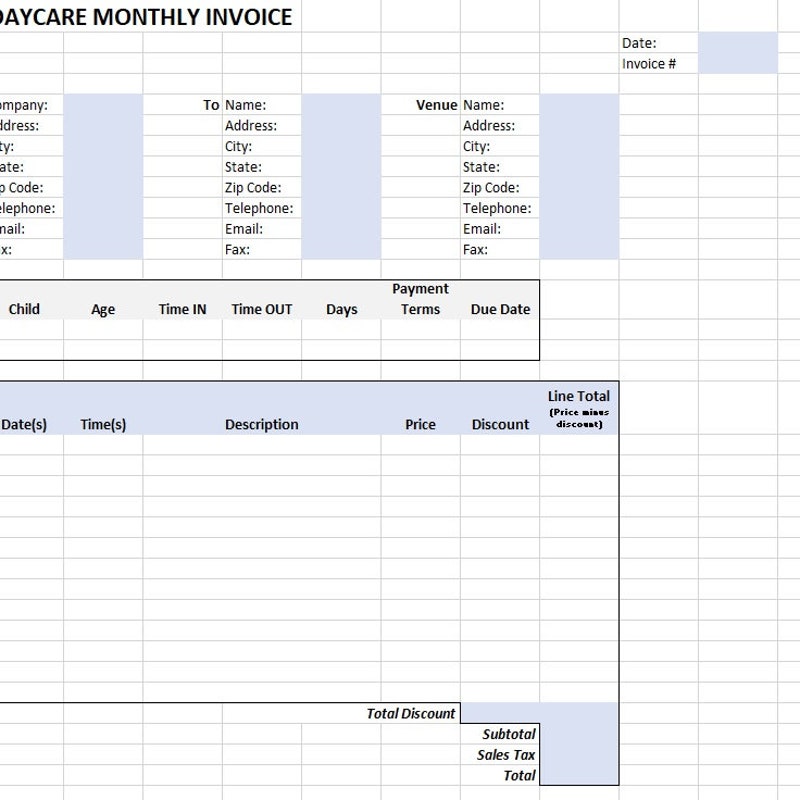 Monthly Invoice Excel Template - Etsy