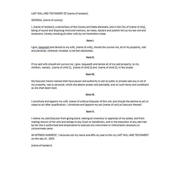 Last Will and Testament Template - Etsy