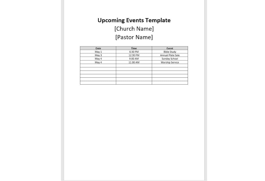 Editable Upcoming Events Program Template, Upcoming Events Program ...