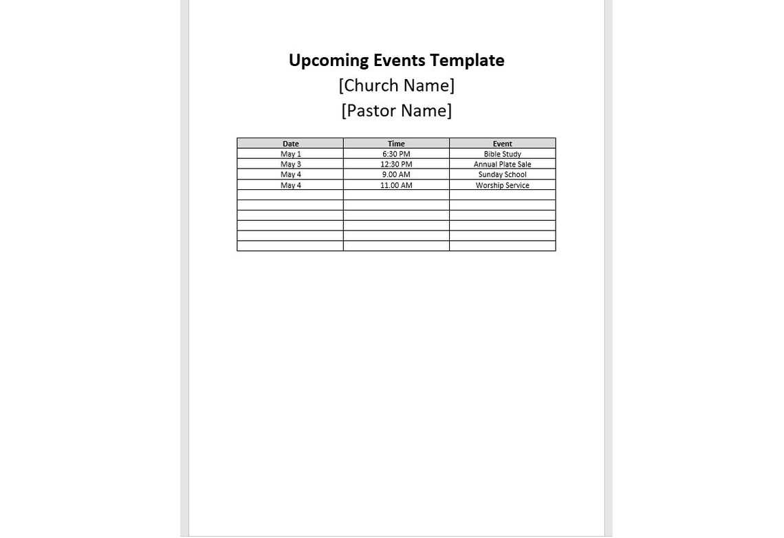 Editable Upcoming Events Program Template, Upcoming Events Program ...