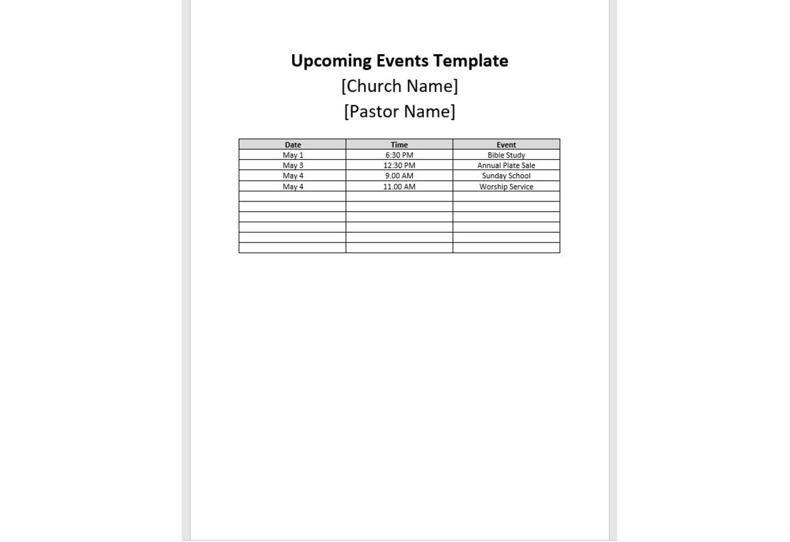 Editable Upcoming Events Program Template, Upcoming Events Program ...