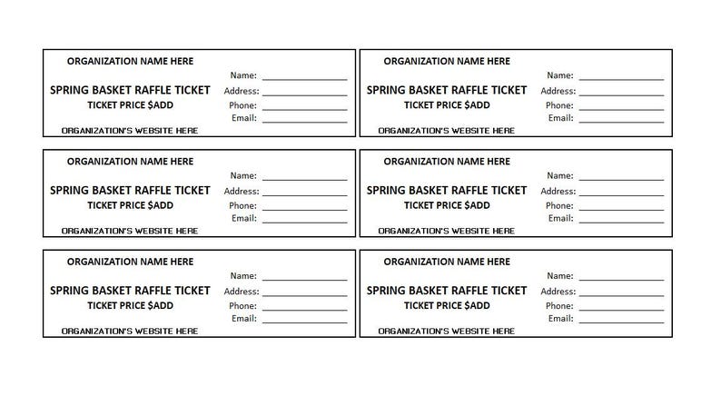 Editable Spring Basket Raffle Ticket, Spring Basket Raffle, Enter to ...