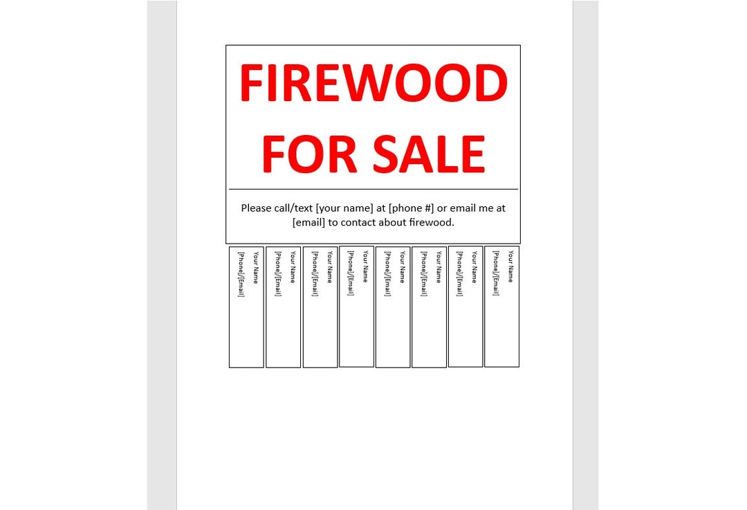 Editable Fire Wood Sale Tear-off Flyer, Tear-off Flyer Template, for ...