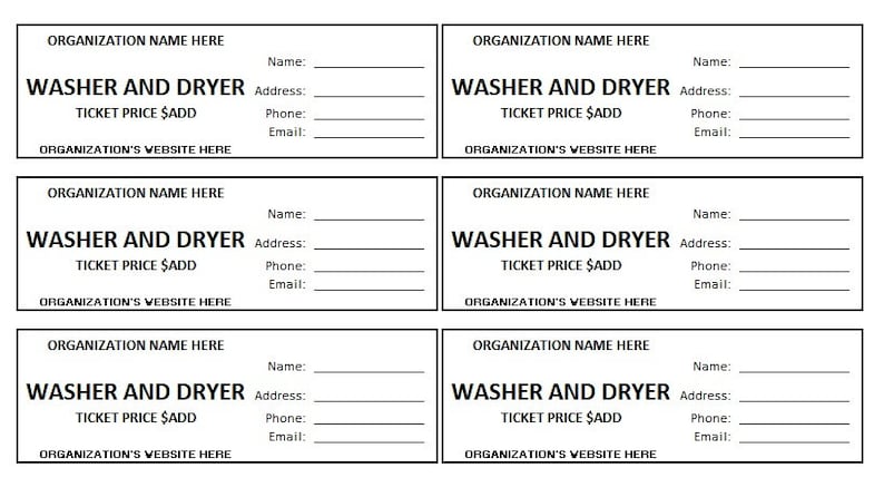 Editable Washer and Dryer Raffle Ticket, Washer and Dryer Raffle, Enter ...