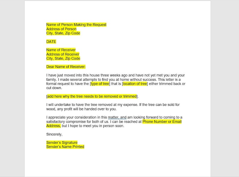 Tree Removal Request Letter Tree Removal Request Letter Template Tree