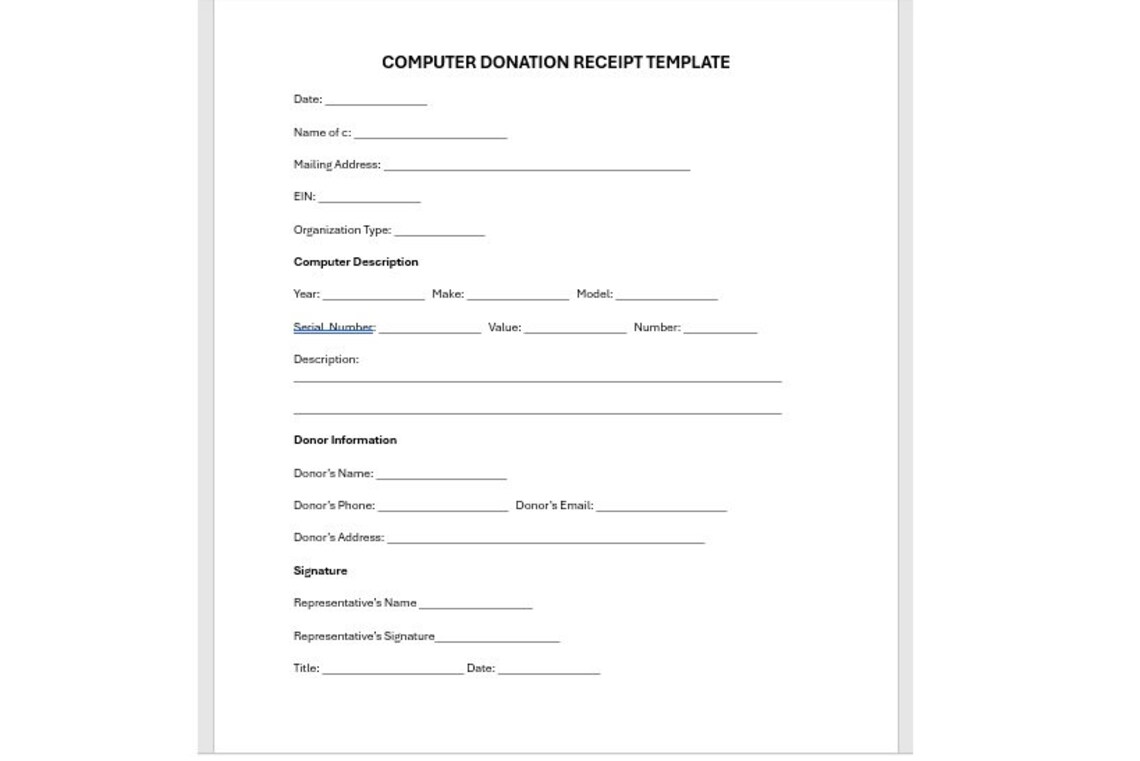 Computer Donation Receipt Template, Receipt, Receipt Template, Word ...