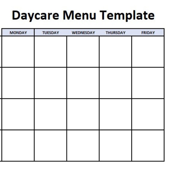 Daycare Food Menu - Etsy