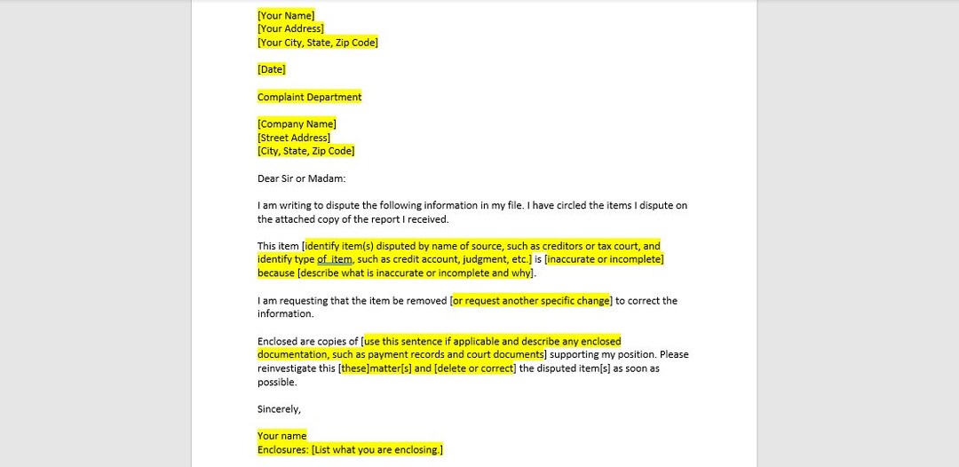 Credit Report Dispute Letter Template, Credit Report Dispute Letter ...