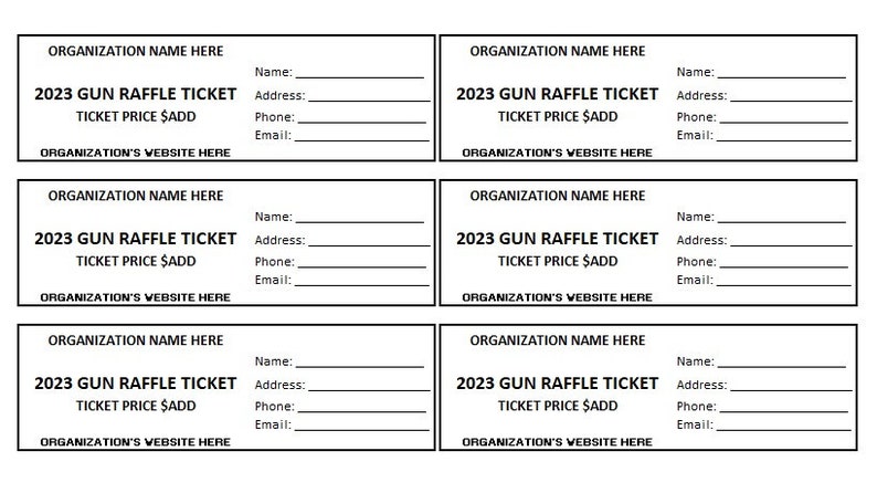 Editable Gun Ticket, Gun Ticket, Enter to Win Printable Ticket, Gun ...