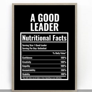 Leadership Nutritional Facts, Office Decor, Retirement Gift, Boss Gift ...