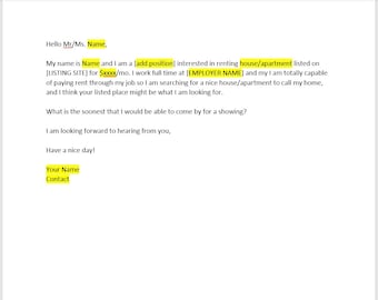 Rental Inquiry Email - Etsy