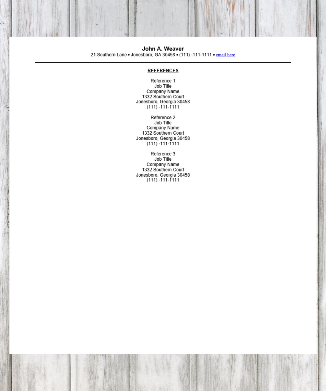 Basic Resume Template Word, Basic Resume and Reference Template for MS ...