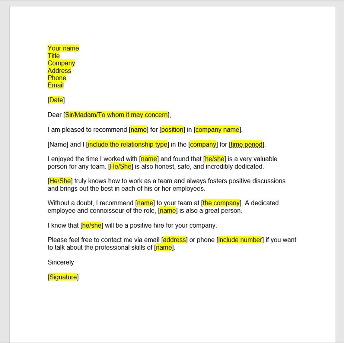Reference Letter Template, Employee Reference Letter, Reference ...