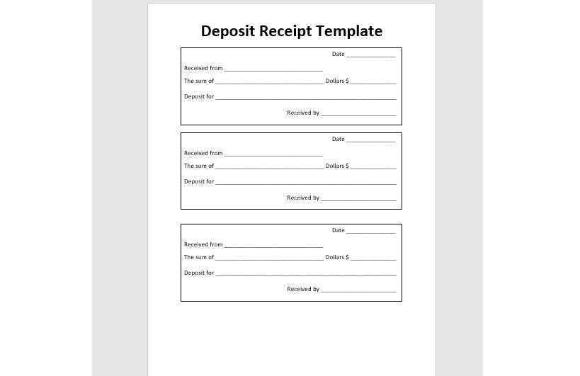 Editable Deposit Receipt Template, Deposit Receipt Template, Receipt ...