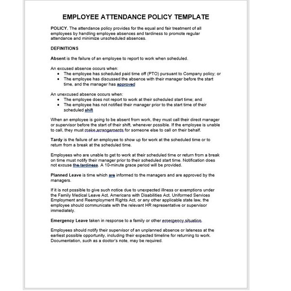 Employee Attendance Policy - Etsy