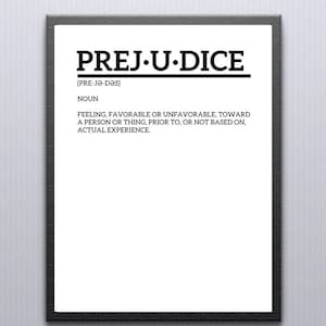 Prejudice Definition Print, Social Justice Print, Equality Print ...