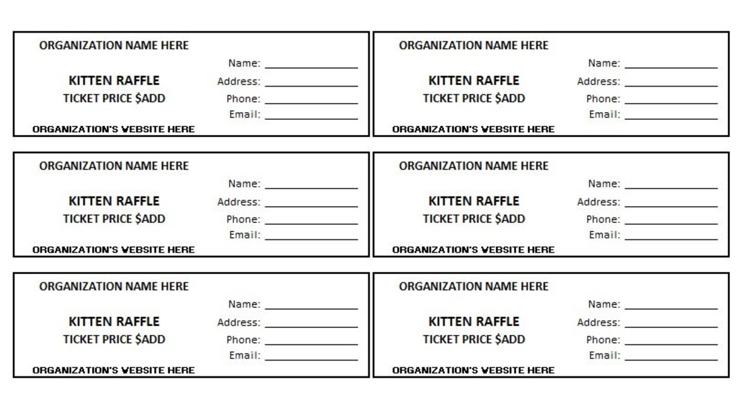 Editable Kitten Raffle Ticket, Kitten Raffle, Enter to Win Printable ...