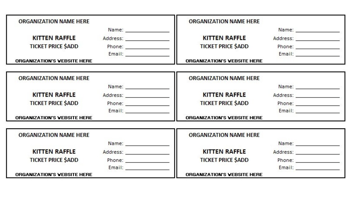 Editable Kitten Raffle Ticket, Kitten Raffle, Enter to Win Printable ...
