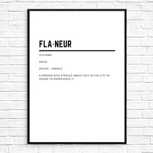 Flaneur Definition, French Quote Print, Motivation Print, Inspiration ...