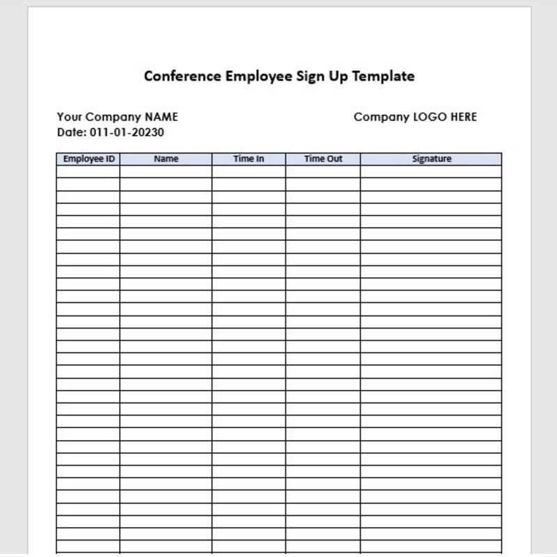 Conference Sign in Sheet - Etsy