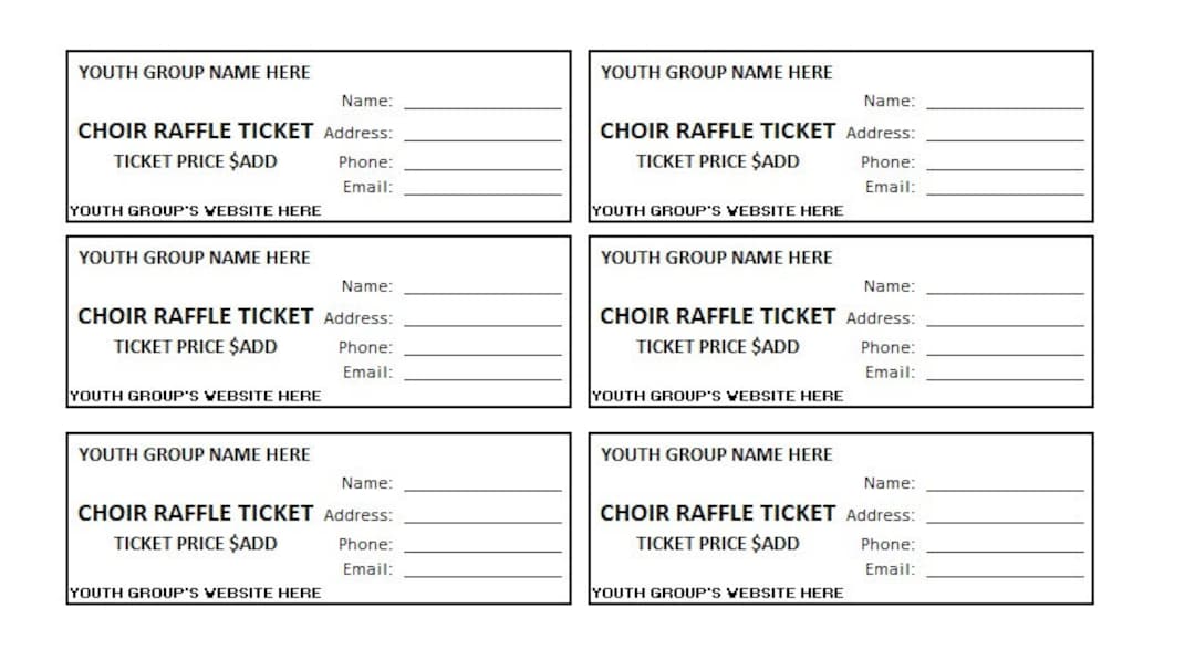 Editable Choir Printable Raffle Ticket, Enter to Win Printable Ticket ...