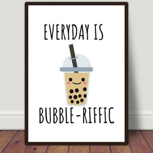 Bubble Tea Print, Kitchen Decor, Digital Download Art, Boba Poster ...
