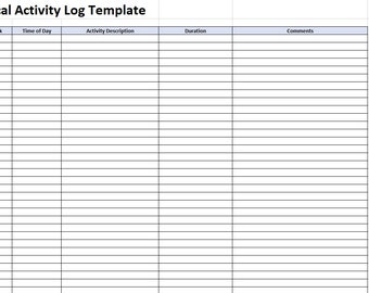 Activity Log Sheet