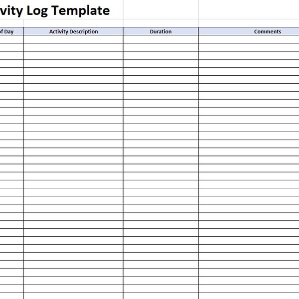 Activity Log Excel - Etsy