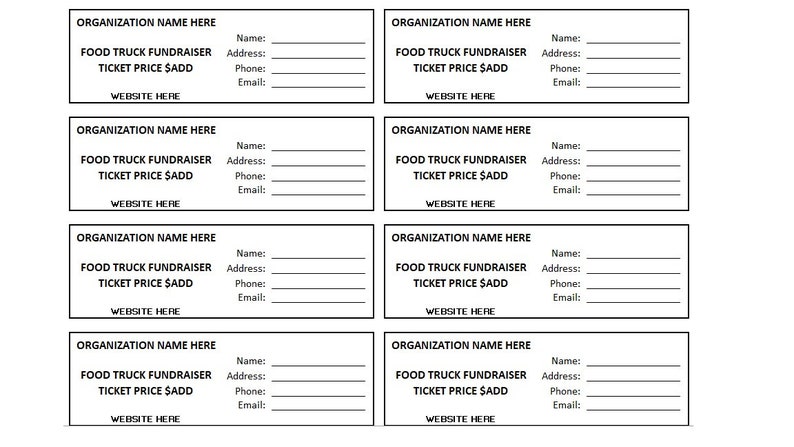 Food Truck Printable Funraiser Ticket, Editable Food Truck Fundraiser ...