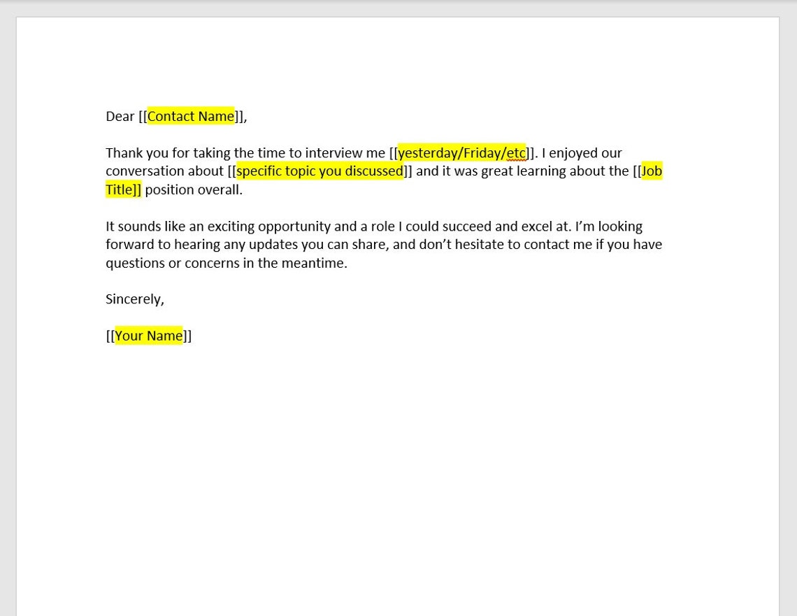 Interview Thank You Letter Template, Thank You Letter, Thank You ...