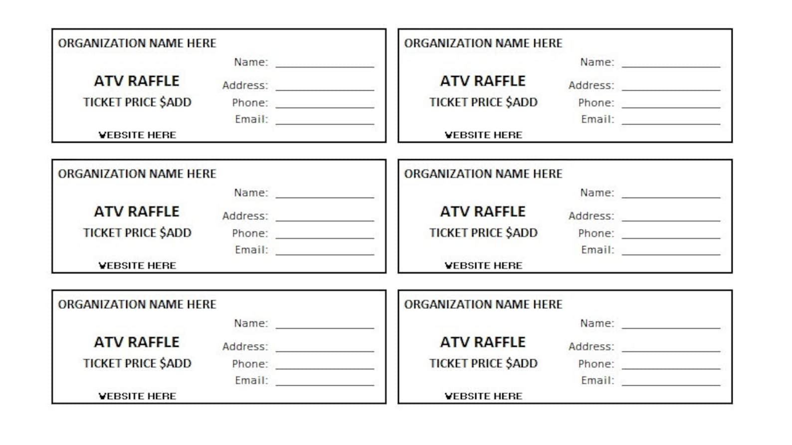 ATV Ticket Printable, Fundraiser Ticket, Editable Atv Ticket ...