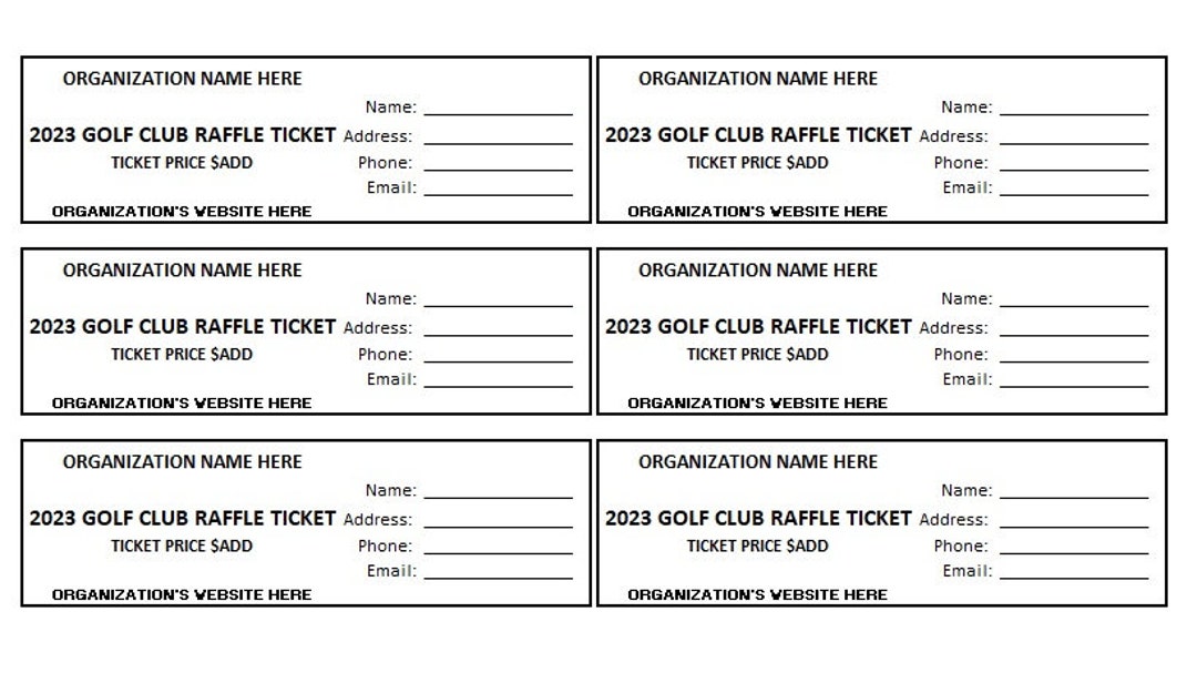 Editable Golf Club Raffle Ticket, Golf Club Raffle, Enter to Win ...