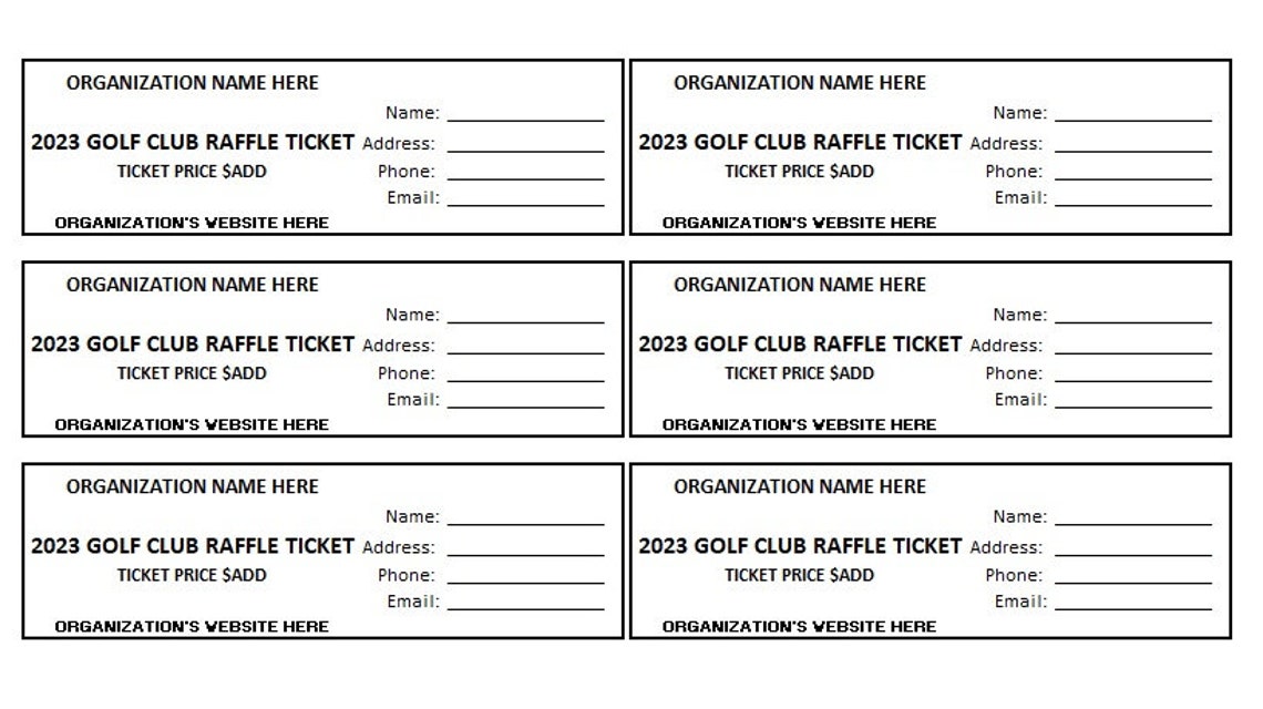 Editable Golf Club Raffle Ticket, Golf Club Raffle, Enter to Win ...