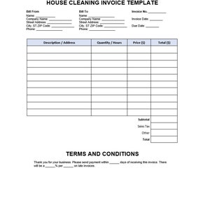 House Cleaning Invoice Template, Painting Invoice Template, Word ...