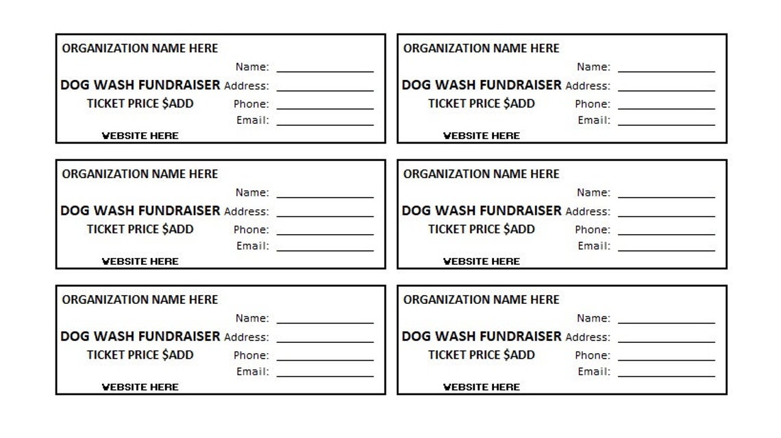 Dog Wash Printable Fundraiser Ticket, Editable Dog Wash Fundraiser ...