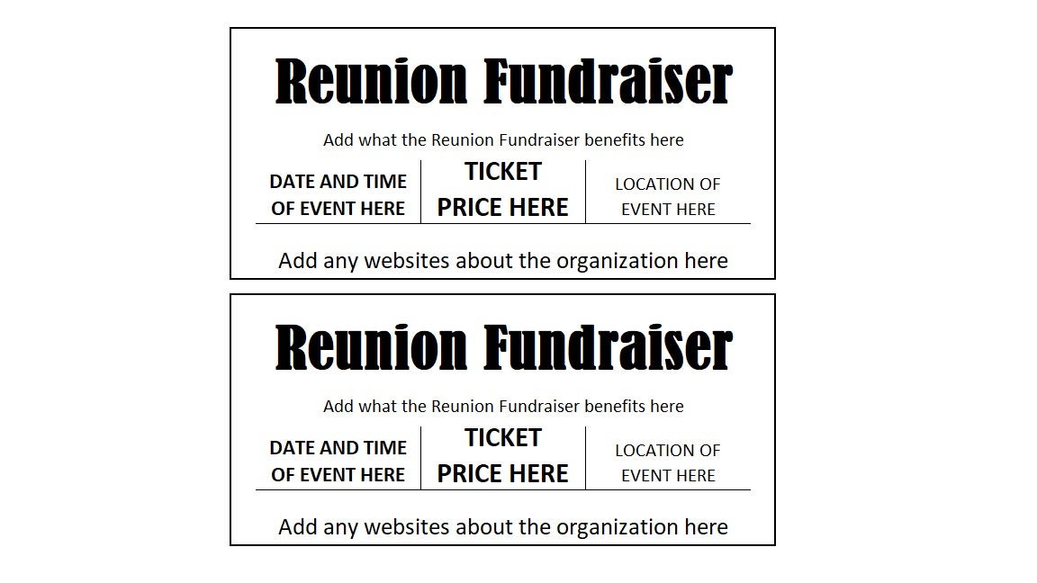 Reunion Fundraiser Ticket, Reunion Fundraiser Ticket, Reunion ...