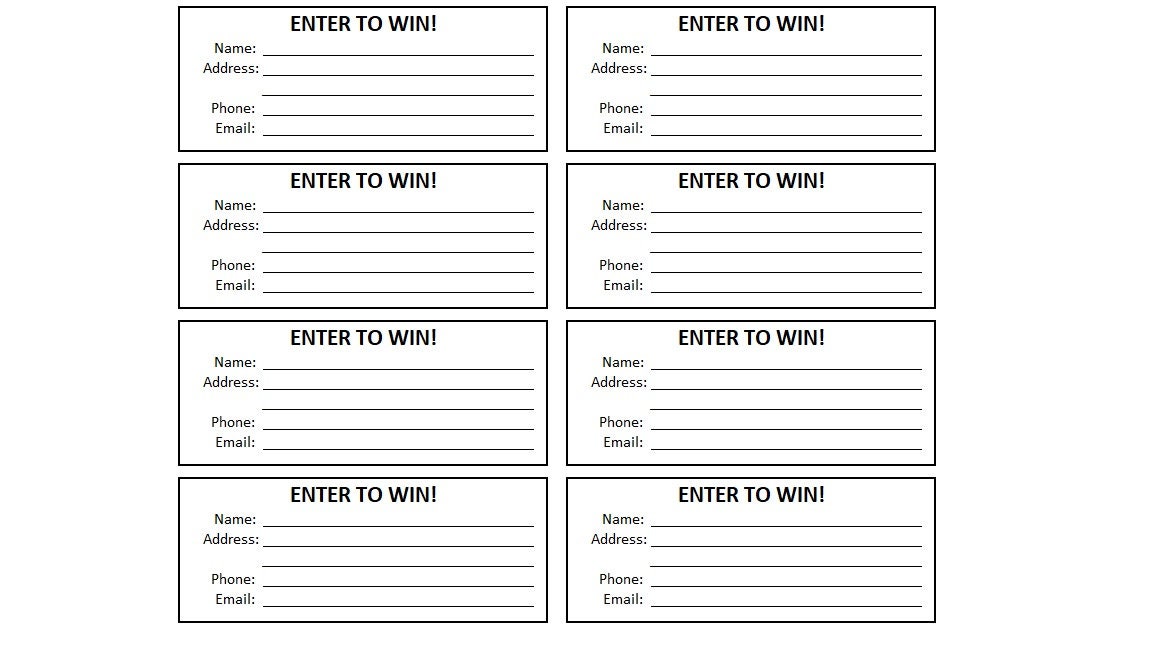 Printable Raffle Ticket, Enter to Win Printable Ticket, Printable ...
