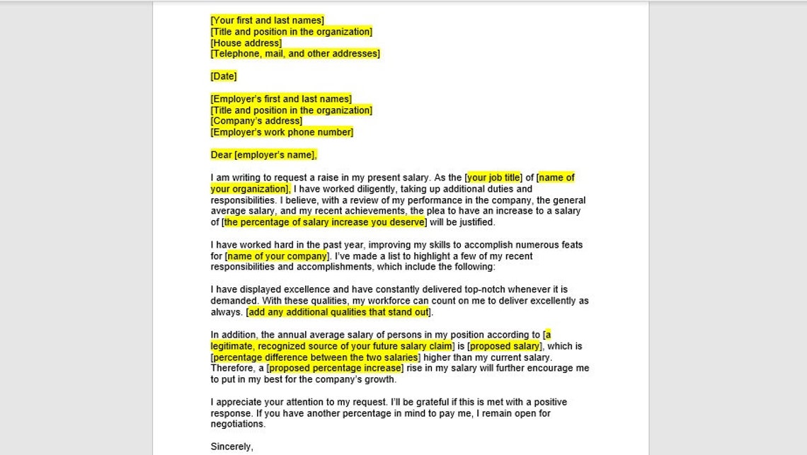 Salary Increase Letter Template, Salary Increase Letter, Salary ...