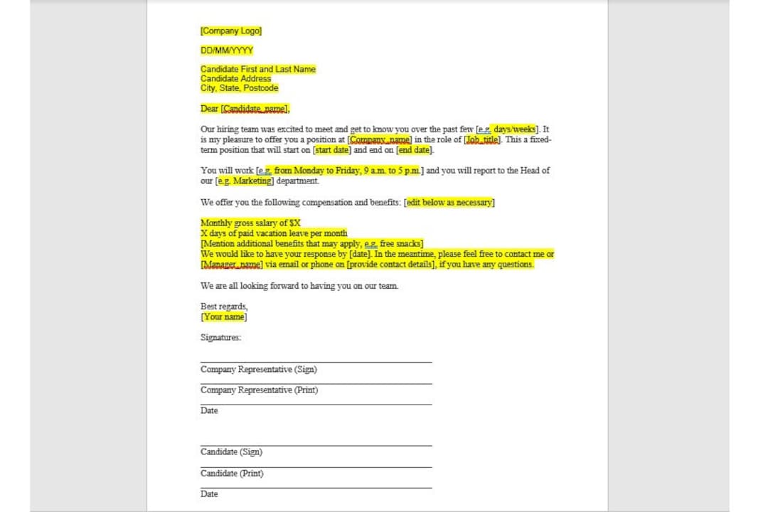 Contract Employee Job Offer, Job Offer Letter, Job Offer Template ...