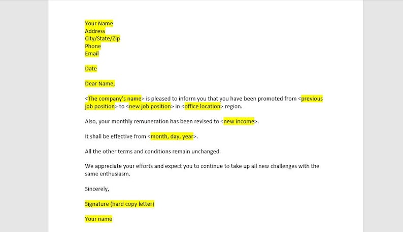 Increment Promotion Request Letter, Promotion Request Letter Template ...