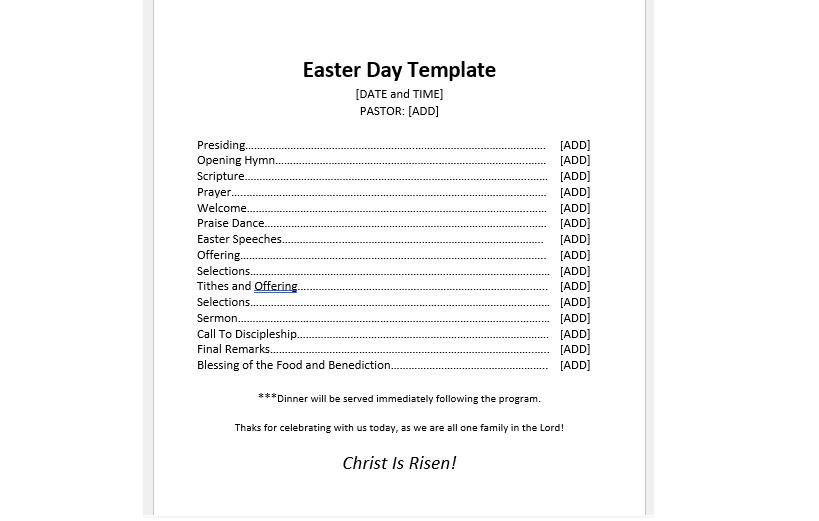 Editable Church Easter Day Program Template, Church Easter Day Program ...