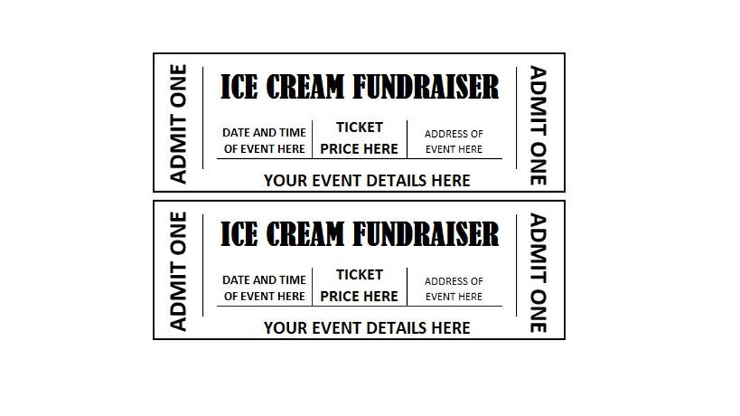 Editable Ice Cream Fundraiser, Food Ticket Printables, Editable Ice ...