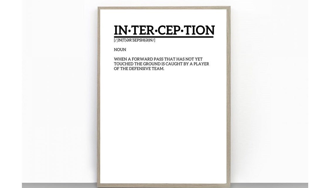 Interception Definition Football Football Decor Definition - Etsy